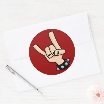 Heavy metal hand sign classic round sticker | Zazzle