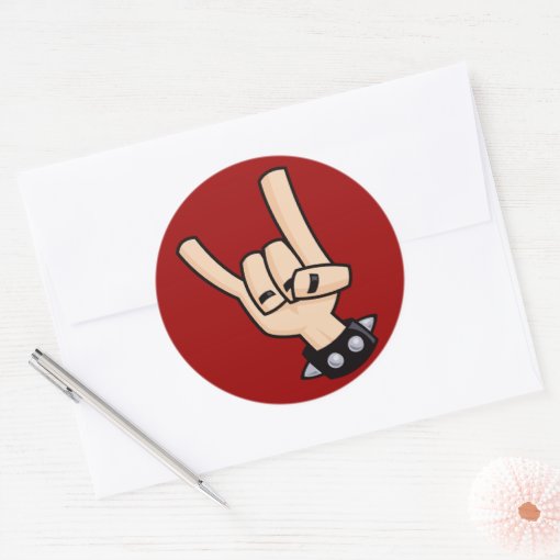 Heavy metal hand sign classic round sticker | Zazzle