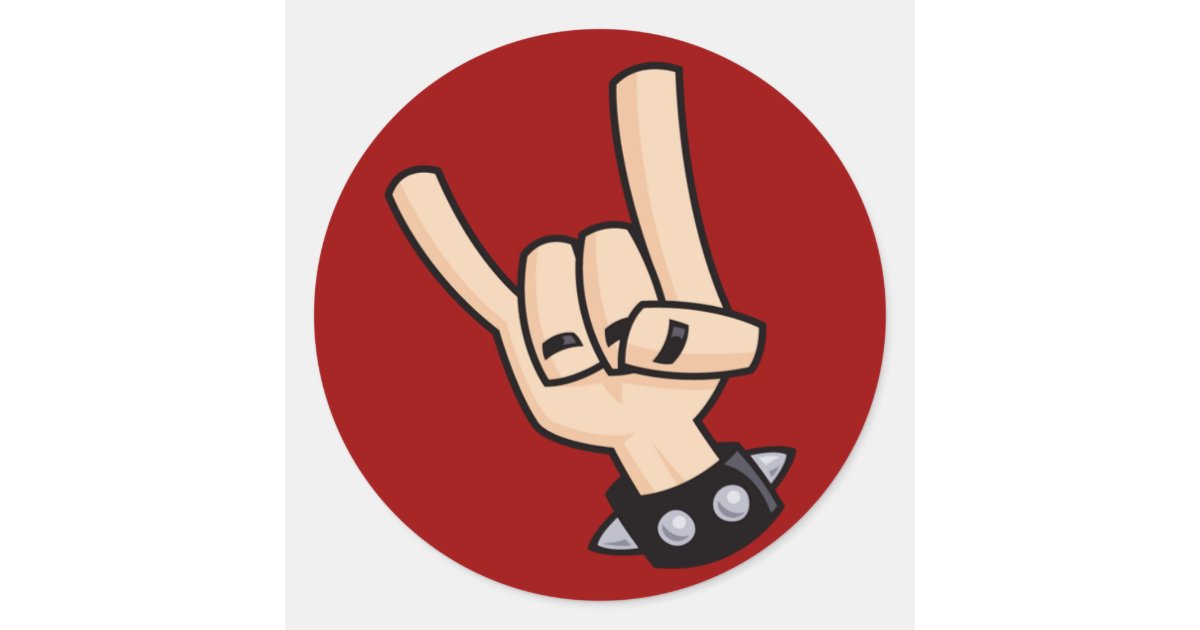 Heavy metal hand sign classic round sticker | Zazzle