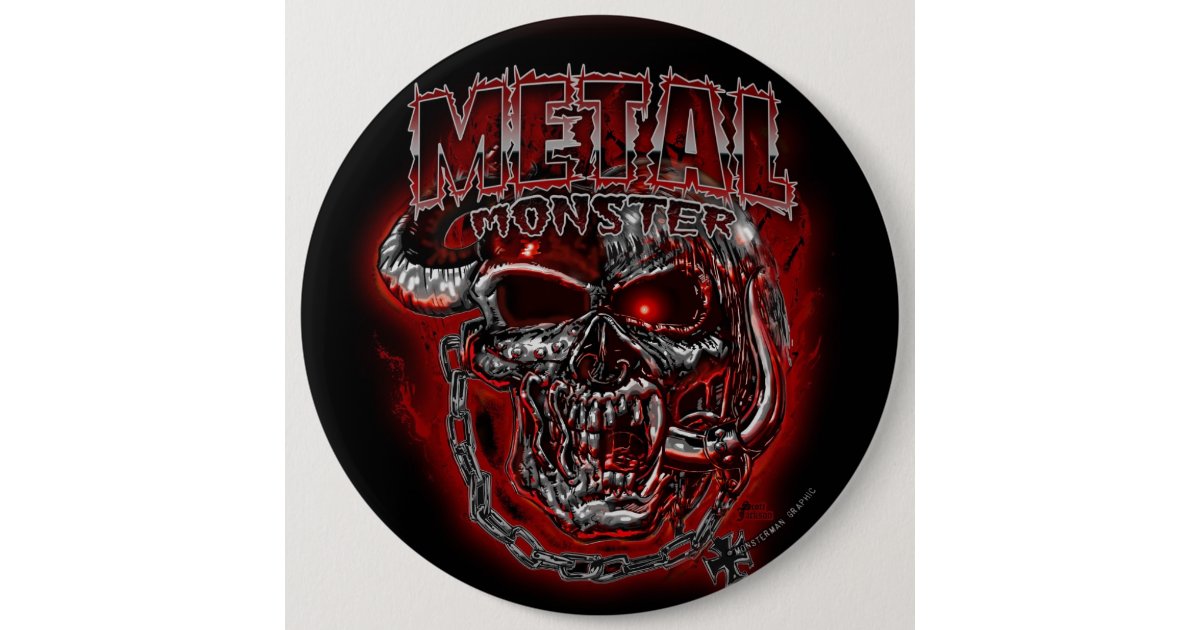 Heavy Metal Monster Button | Zazzle