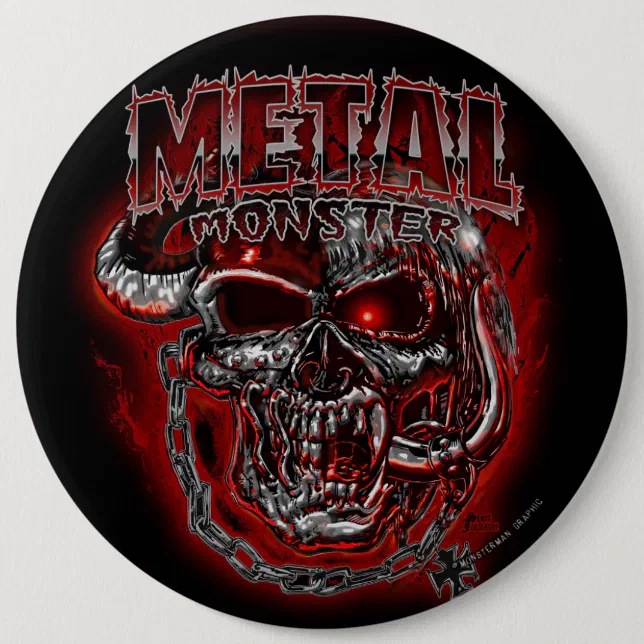 Heavy Metal Monster Button | Zazzle