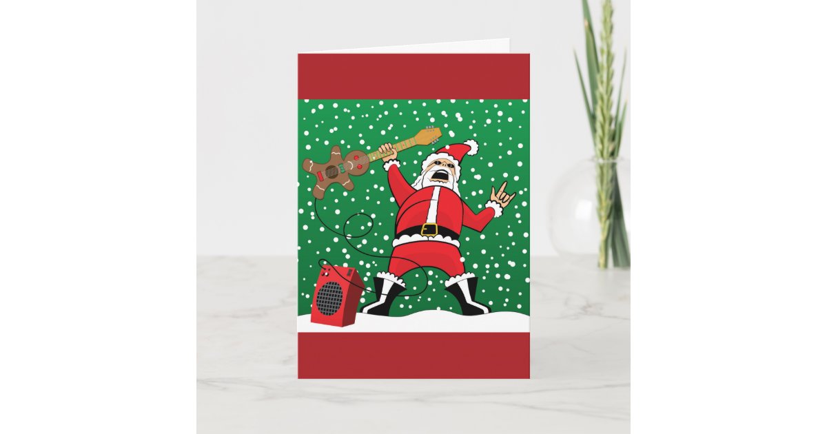 Heavy Metal Santa Holiday Card | Zazzle