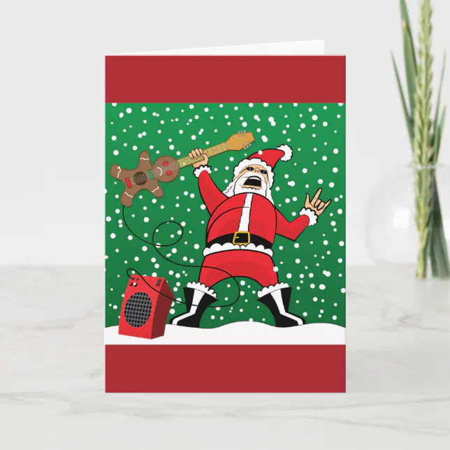 Heavy Metal Santa Holiday Card | Zazzle