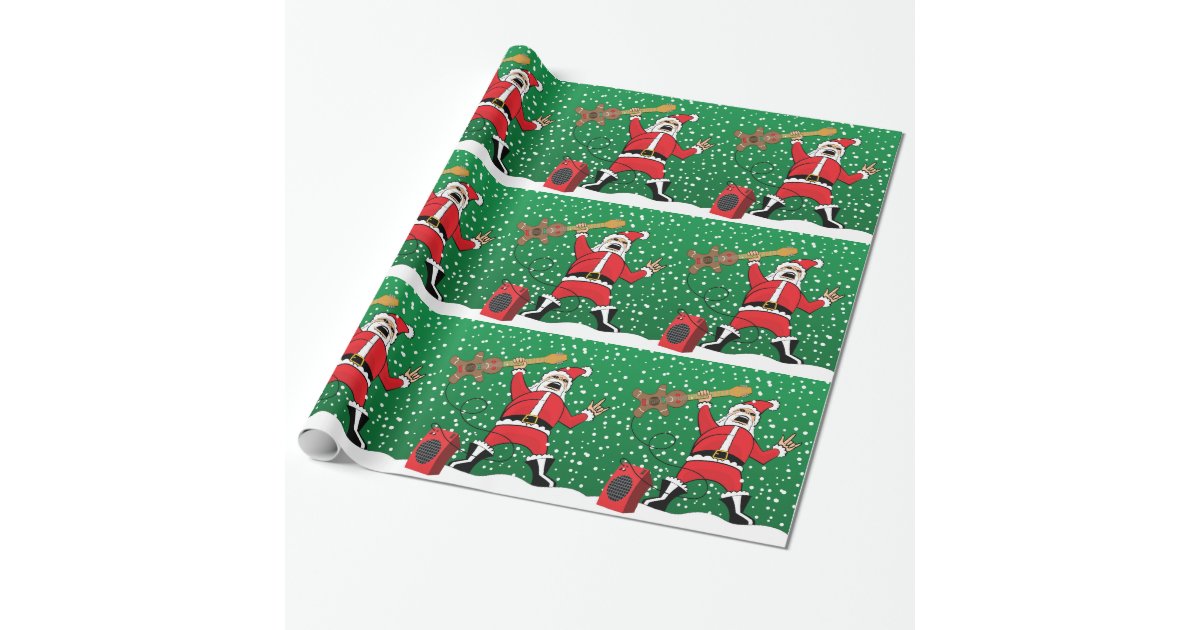 Heavy Metal Santa Wrapping Paper | Zazzle