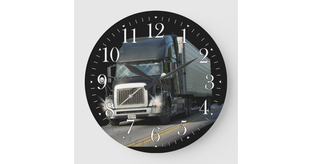 Heavy Transport Black Cargo Truck Art Wall Clock | Zazzle