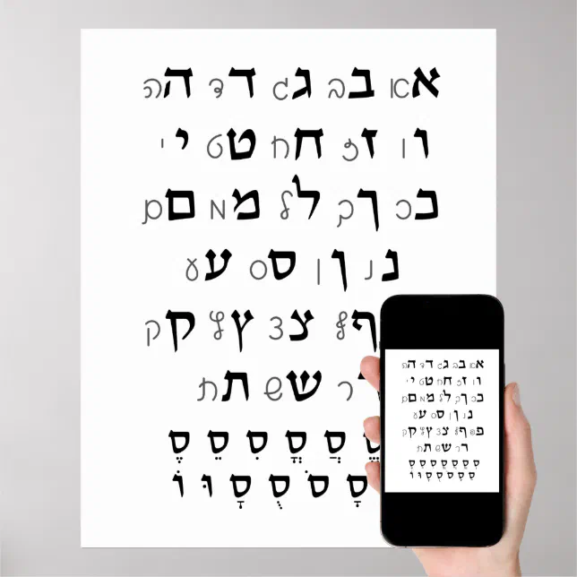 Hebrew Alphabet with Nikkud Jewish Education Poster | Zazzle