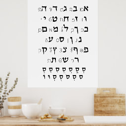 Hebrew Alphabet with Nikkud Jewish Education Poster | Zazzle