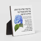 Hebrew Blessing for Shabbat Candles Hydrangea Plaque | Zazzle