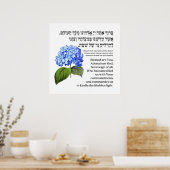 Hebrew Blessing for Shabbat Candles Hydrangea Poster | Zazzle
