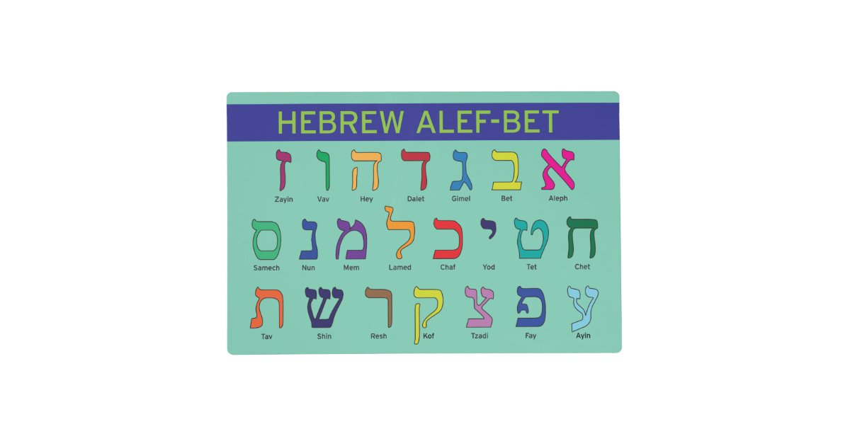 Hebrew/English Alef/Aleph Bet & Alphabet Placemat | Zazzle