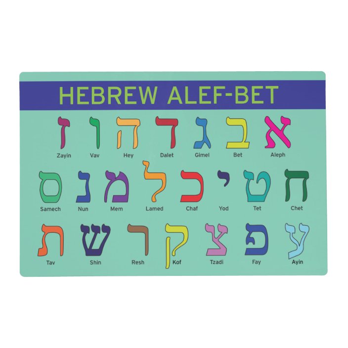 Hebrew/English Alef/Aleph Bet & Alphabet Placemat | Zazzle.com