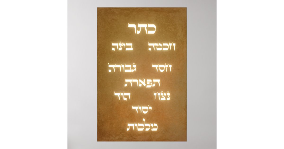 Hebrew Sefirot Tree of Life Golden Glowing Letters Poster | Zazzle