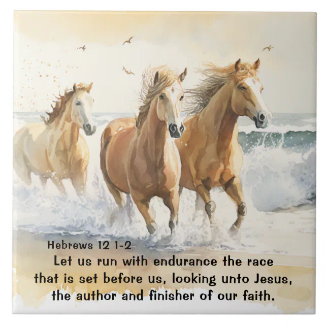 Hebrews 12 1-2 Let us Run with Endurance Bible Ceramic Tile | Zazzle