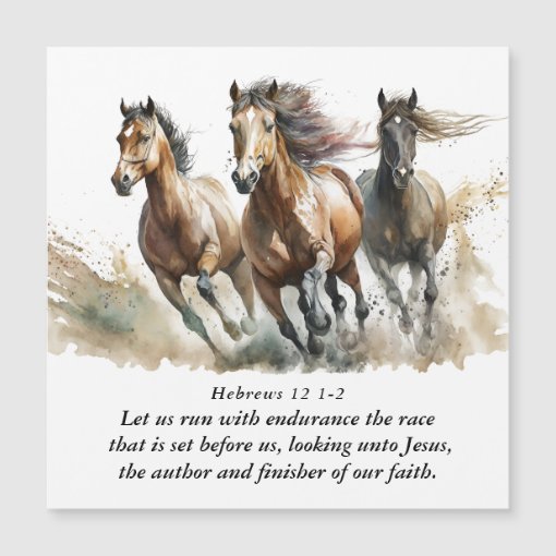 Hebrews 12:1 Horse Bible Verse Magnetic Card | Zazzle
