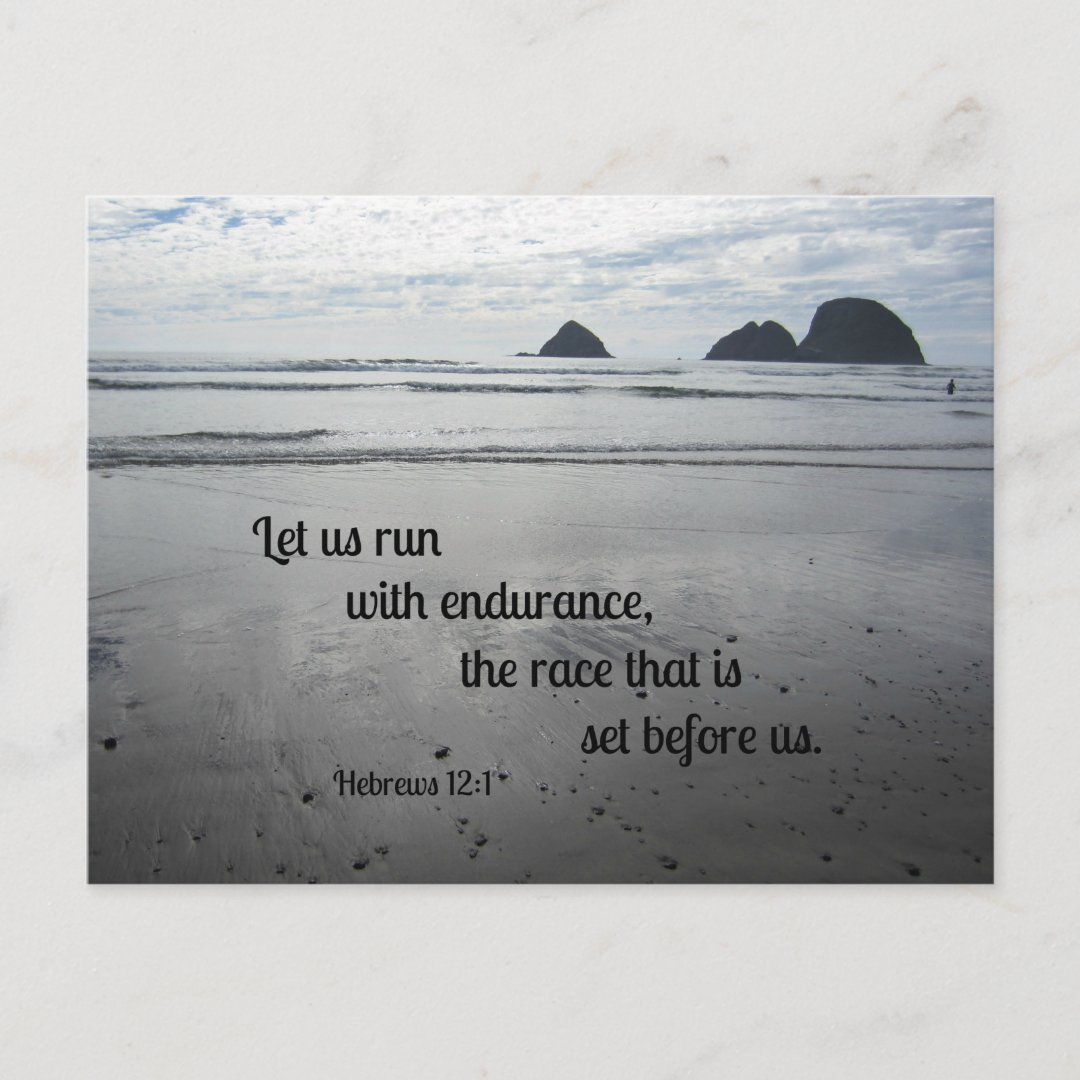 Hebrews 12:1 Let us run with endurance... Postcard | Zazzle