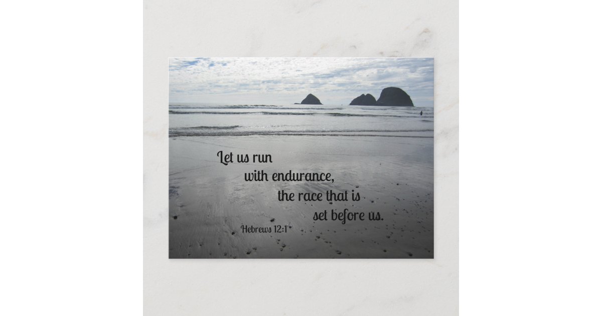 Hebrews 12:1 Let us run with endurance... Postcard | Zazzle