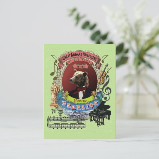 Hector Bearlioz Bear Animal Composer Berlioz Postcard | Zazzle