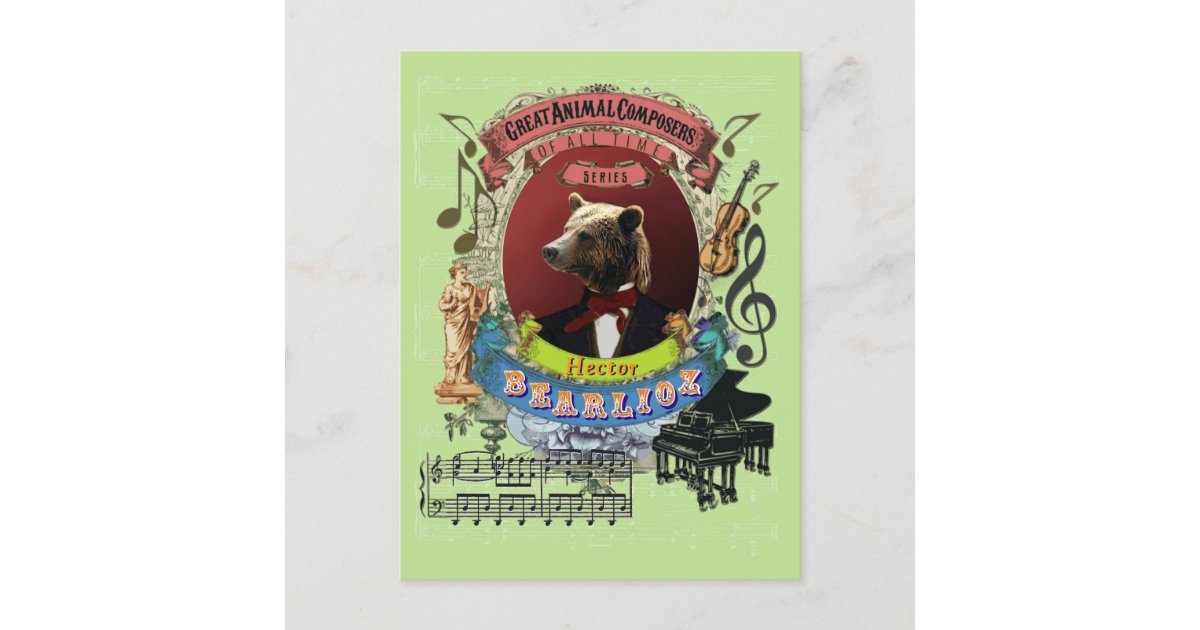 Hector Bearlioz Bear Animal Composer Berlioz Postcard | Zazzle