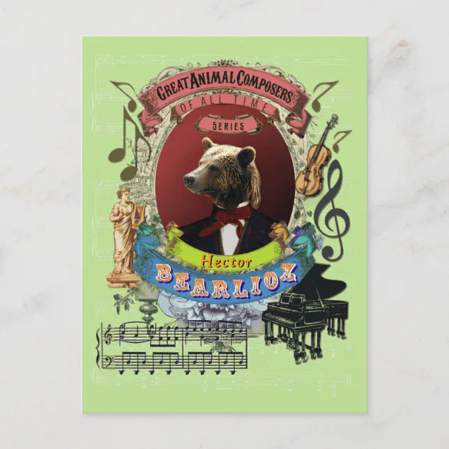 Hector Bearlioz Bear Animal Composer Berlioz Postcard | Zazzle