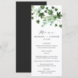 Hedera | Elegant Typography Gray Wedding or Party Menu | Zazzle