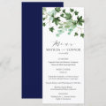 Hedera | Elegant Typography Navy Wedding or Party Menu | Zazzle