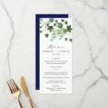 Hedera | Elegant Typography Navy Wedding or Party Menu | Zazzle