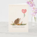 Hedge Hugs & Kisses Hedgehog Mushroom Valentine Card | Zazzle