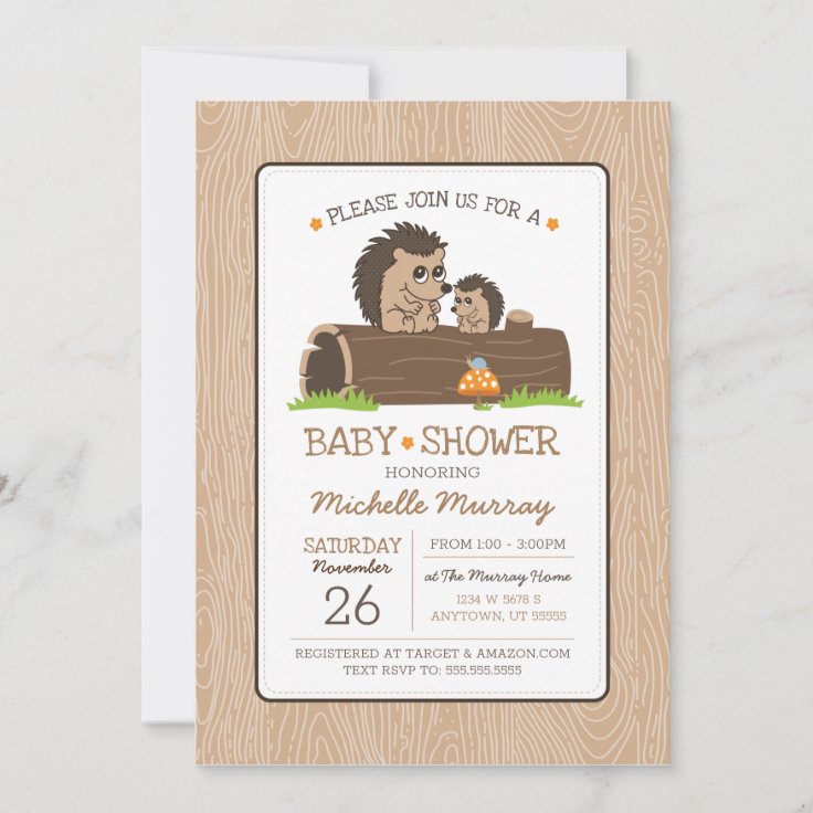 Hedgehog Baby Shower Invitation | Zazzle