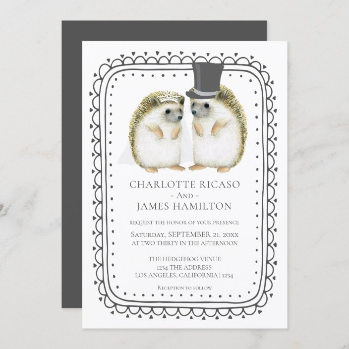 Hedgehog Couple Cute Wedding Personalized Invitation | Zazzle.com