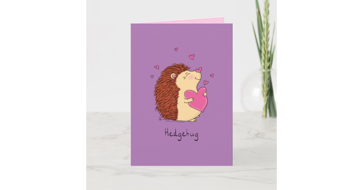 Hedgehog Cute Kids Valentine's Day Hugs Card | Zazzle