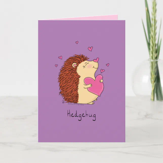 Hedgehog Cute Kids Valentine's Day Hugs Card | Zazzle