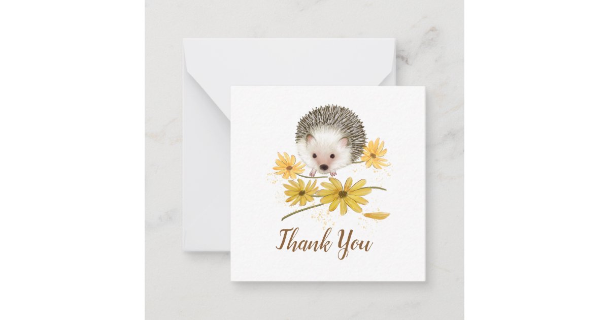 Hedgehog Illustration Thank You Note Cards | Zazzle