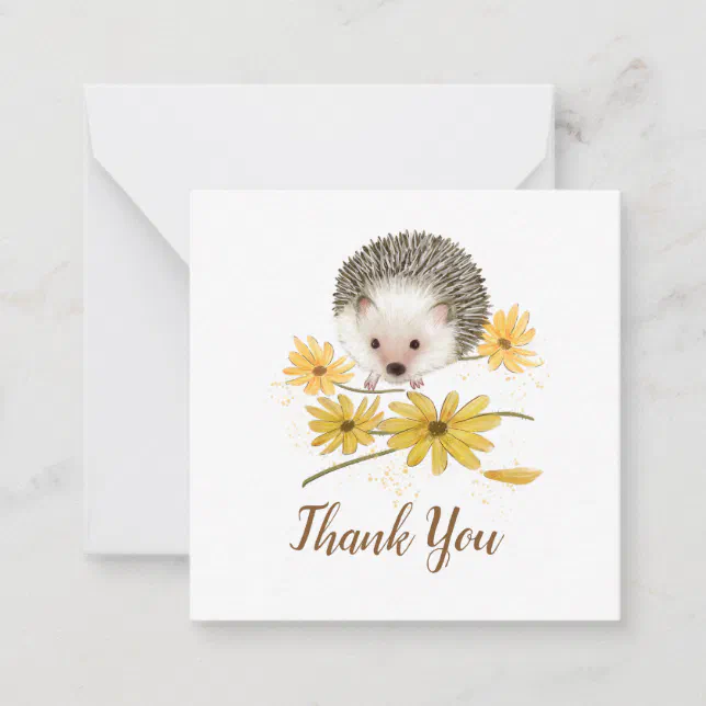 Hedgehog Illustration Thank You Note Cards | Zazzle