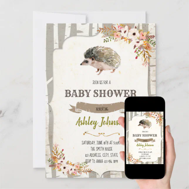 Hedgehog party invitation | Zazzle