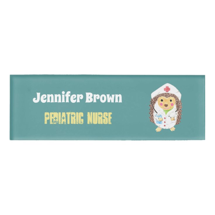 Hedgehog | Pediatric nurse name tag | Zazzle