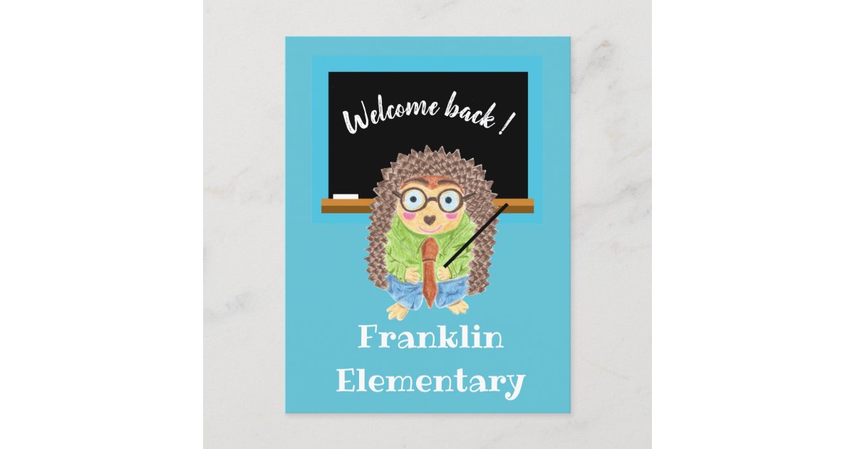 Hedgehog teacher back-to-school postcard | Zazzle.com