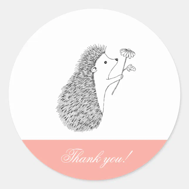 Hedgehog Thank you Stickers Custom Cute Hedgehog | Zazzle