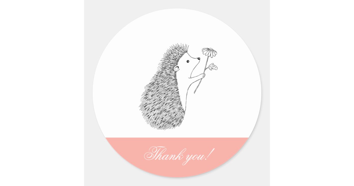 Hedgehog Thank you Stickers Custom Cute Hedgehog | Zazzle
