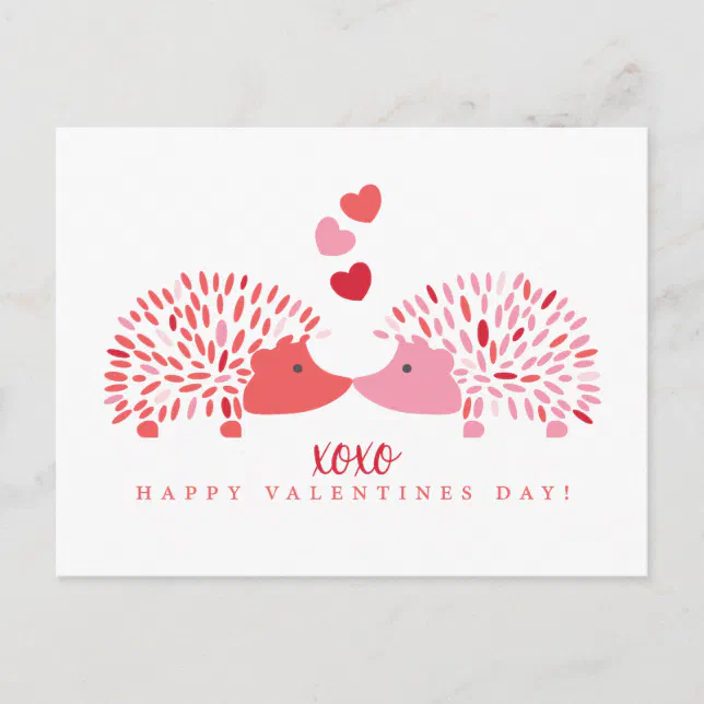 Hedgehog Valentine Postcard | Zazzle