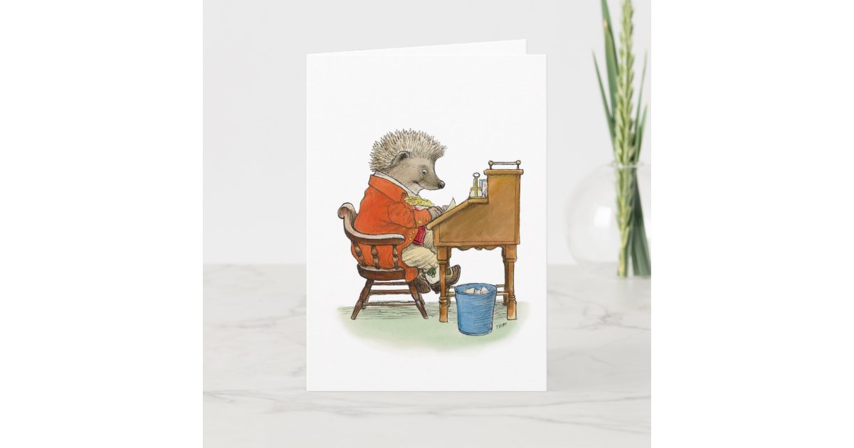 Hedgehog Writer Note Card | Zazzle