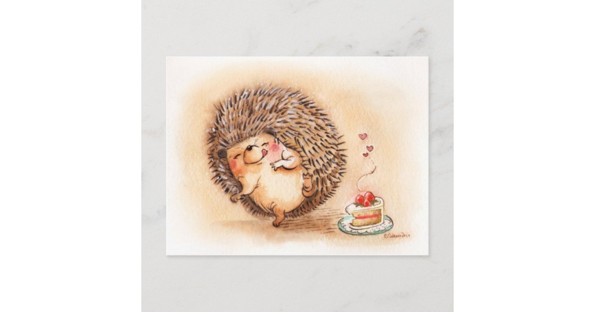 Hedgehog Yum! Postcard | Zazzle