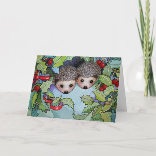 Hedgehogs Christmas Holiday Card | Zazzle