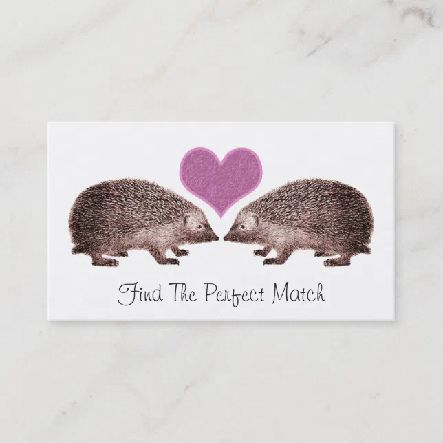 Hedgehogs in Love Romantic Matchmaking Dating Business Card | Zazzle