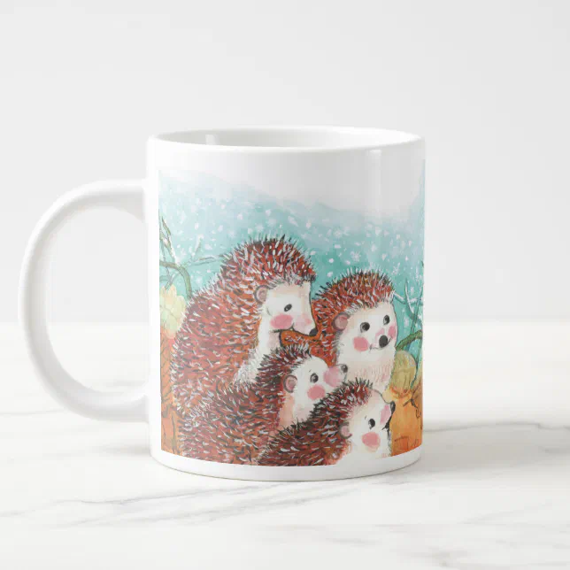 Hedgehogs Talking to Each Other Illustration Giant Coffee Mug | Zazzle