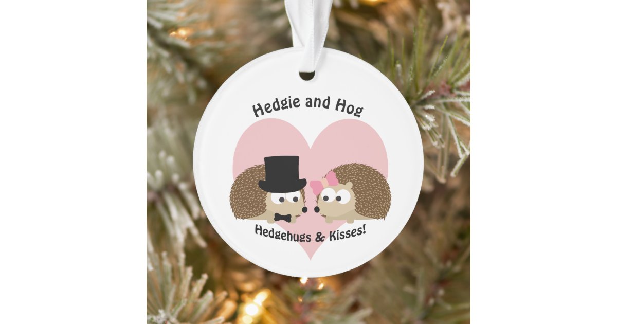 Hedgehugs and Kisses Cute Hedgehog Couple Ornament | Zazzle