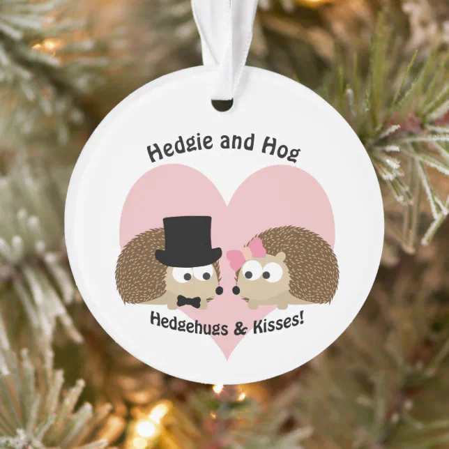 Hedgehugs and Kisses Cute Hedgehog Couple Ornament | Zazzle