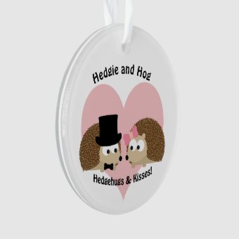 Hedgehugs and Kisses Cute Hedgehog Couple Ornament | Zazzle