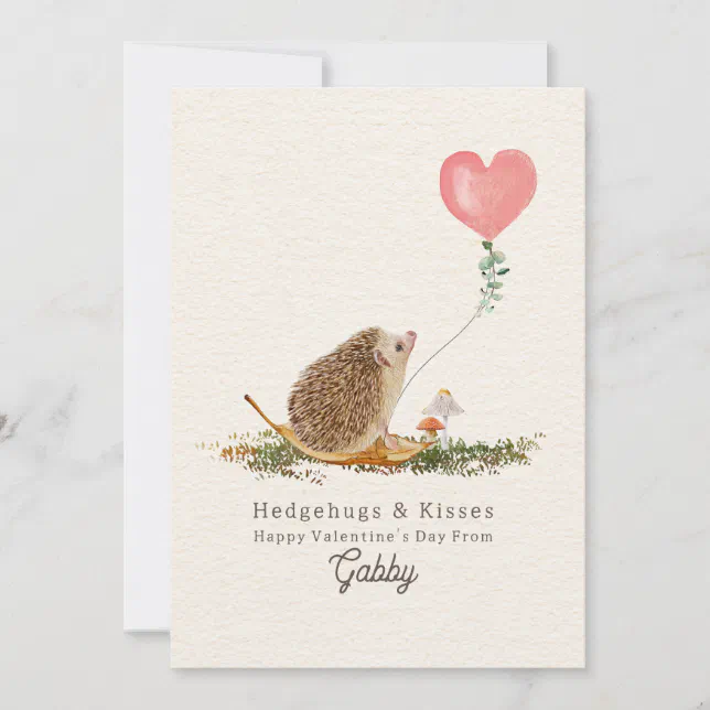 Hedgehugs Kisses Pink Photo Hedgehog Valentine Card | Zazzle