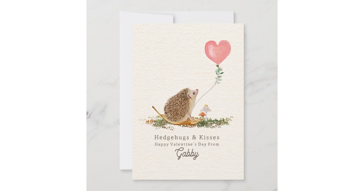 Hedgehugs Kisses Pink Photo Hedgehog Valentine Card | Zazzle