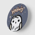 Hedwig Cartoon Character Art Round Clock | Zazzle